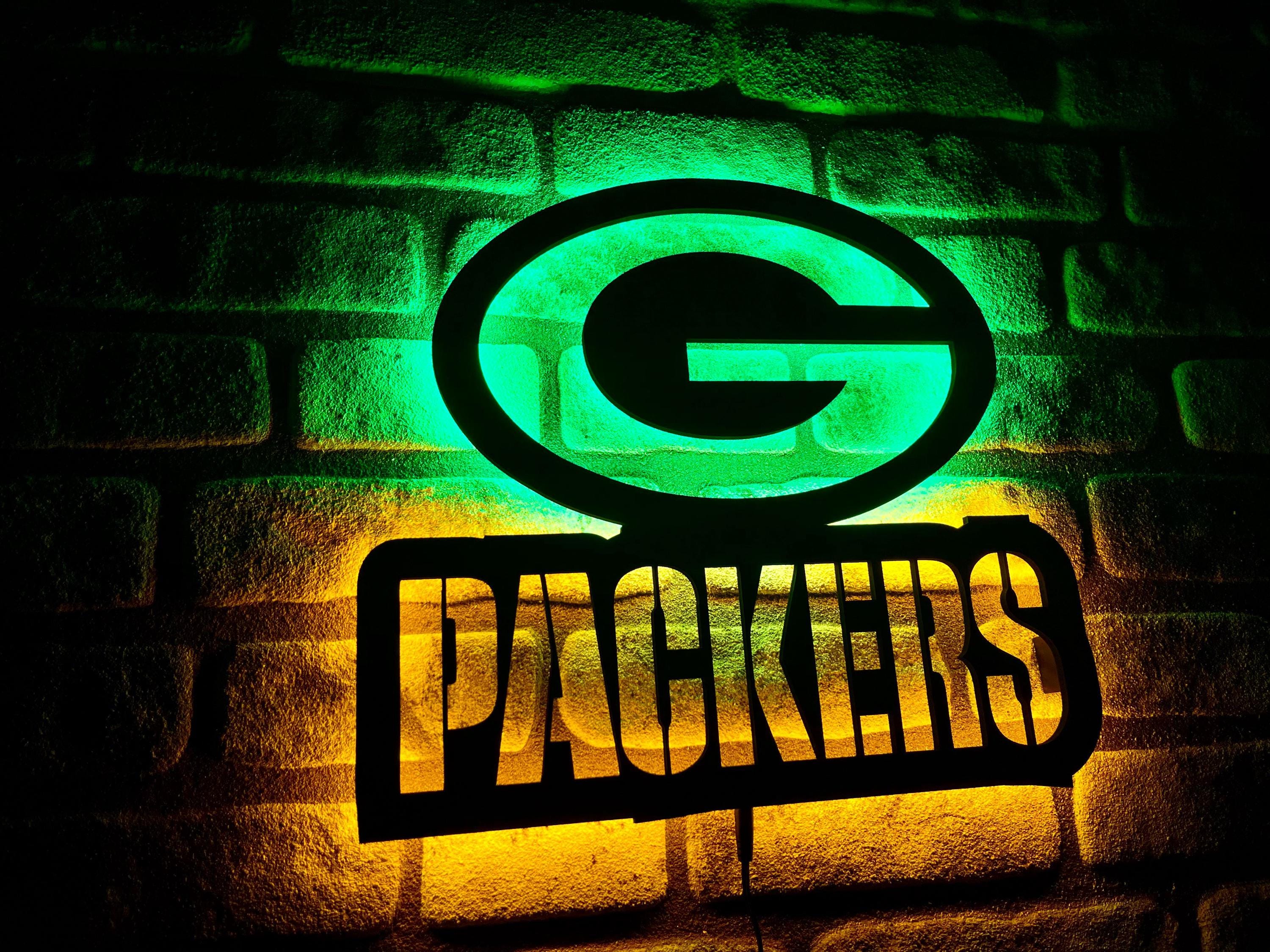 Green Bay Packers Led Lighted Sign, G Packers Wall Decor, Illuminated ...