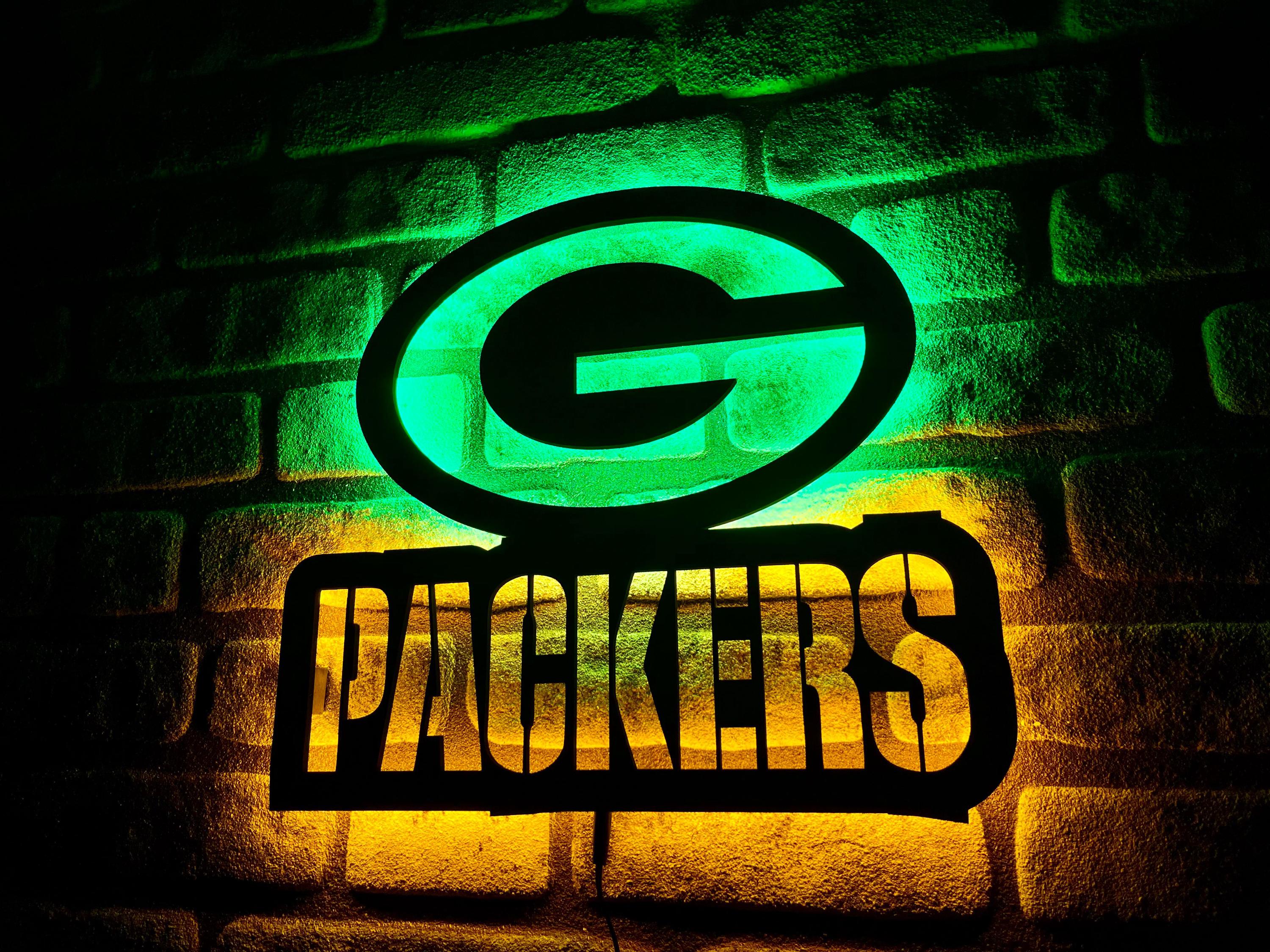 Green Bay Packers Led Lighted Sign, G Packers Wall Decor, Illuminated ...