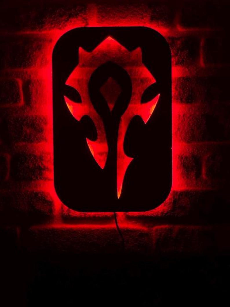 Horde Logo LED Wall Sign: World of Warcraft Gamer Decor - Etsy
