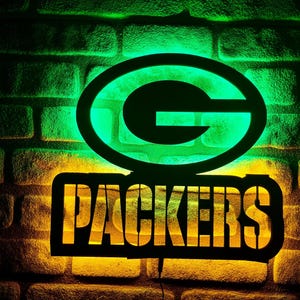 Green Bay Packers Led Lighted Sign, G Packers Wall Decor, Illuminated ...