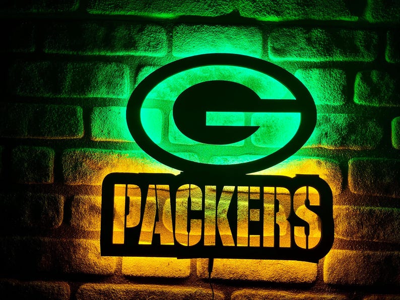Green Bay Packers Led Lighted Sign, G Packers Wall Decor, Illuminated ...