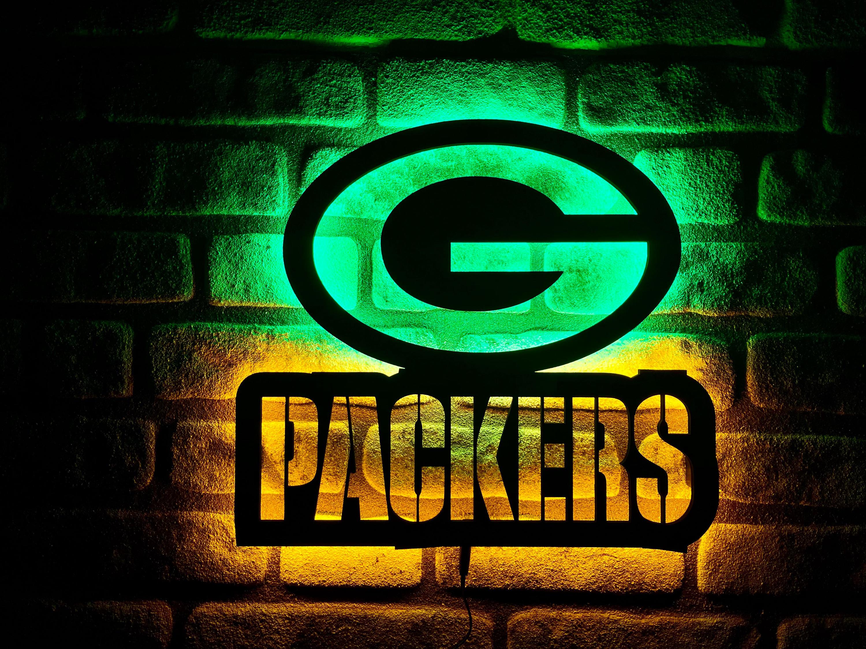 Green Bay Packers Led Lighted Sign, G Packers Wall Decor, Illuminated ...