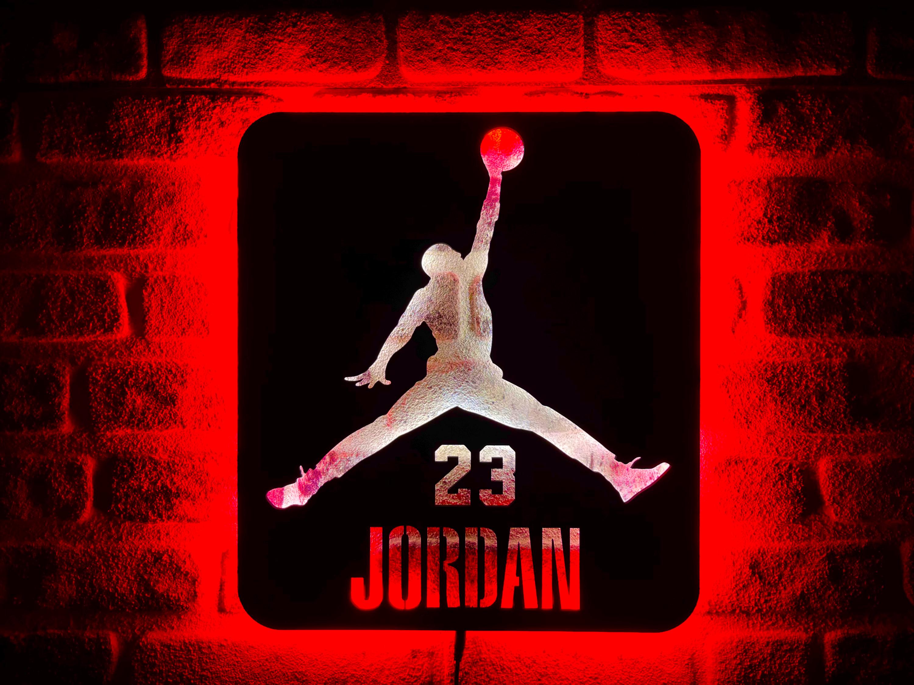 Michael Jordan Jumpman Wood Led Wall Sign, RGB Wood Wall Led Decor, NBA ...