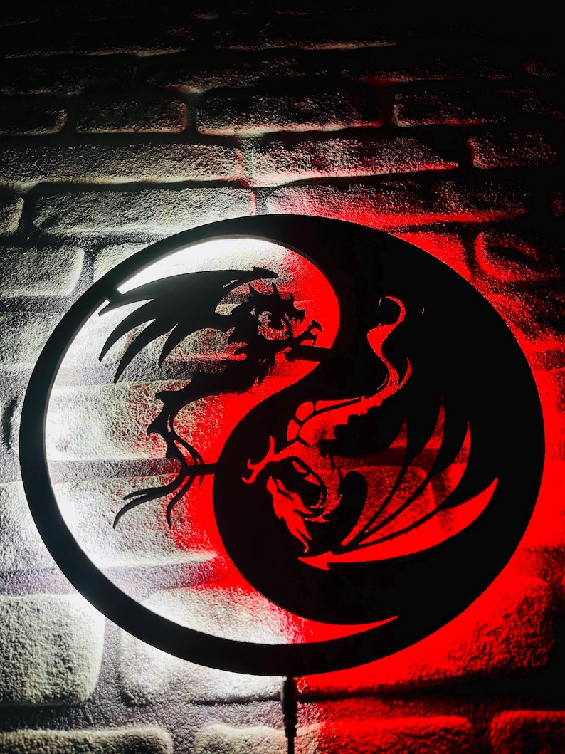 Yin Yang Dragon Led Sign, Neon Sign, Yin Yang Wall Hangings Sign ...
