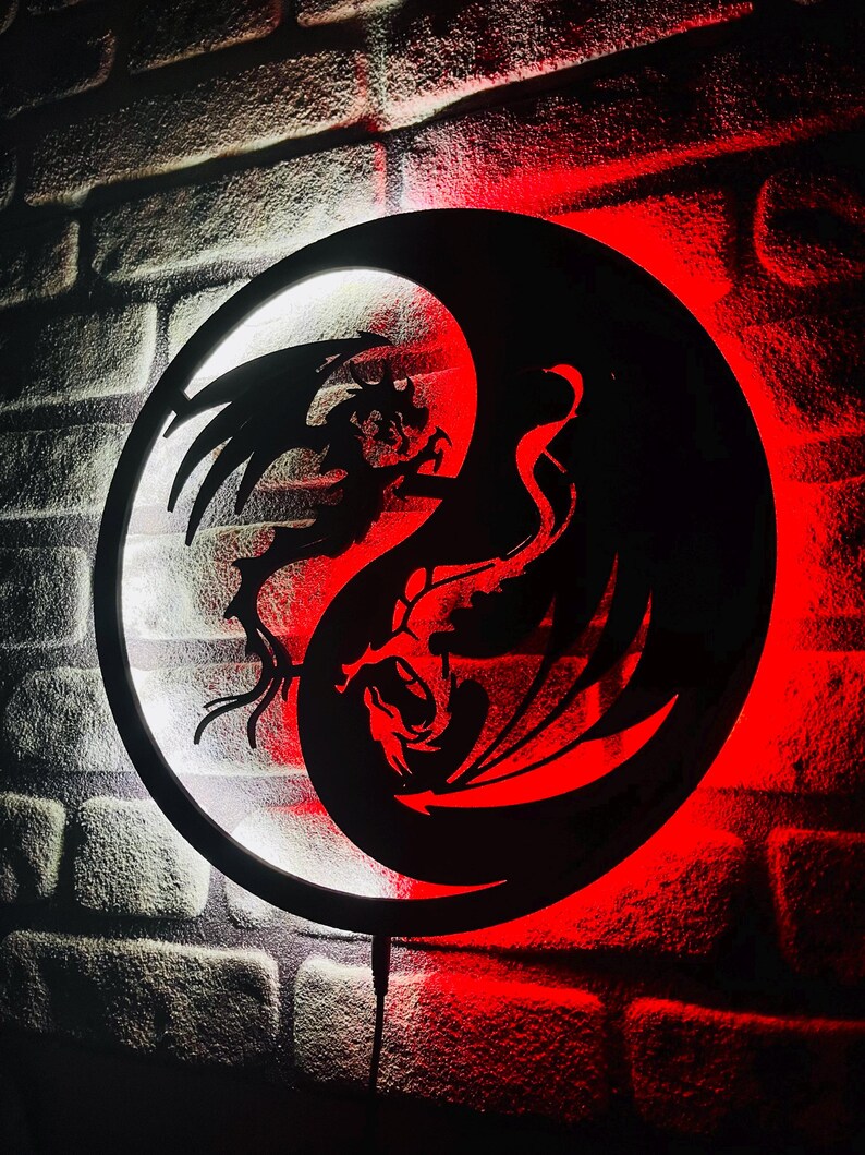 Yin Yang Dragon Led Sign, Neon Sign, Yin Yang Wall Hangings Sign ...