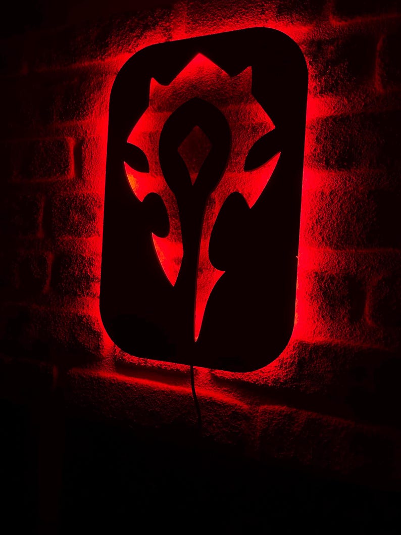 Horde Logo LED Wall Sign: World of Warcraft Gamer Decor - Etsy