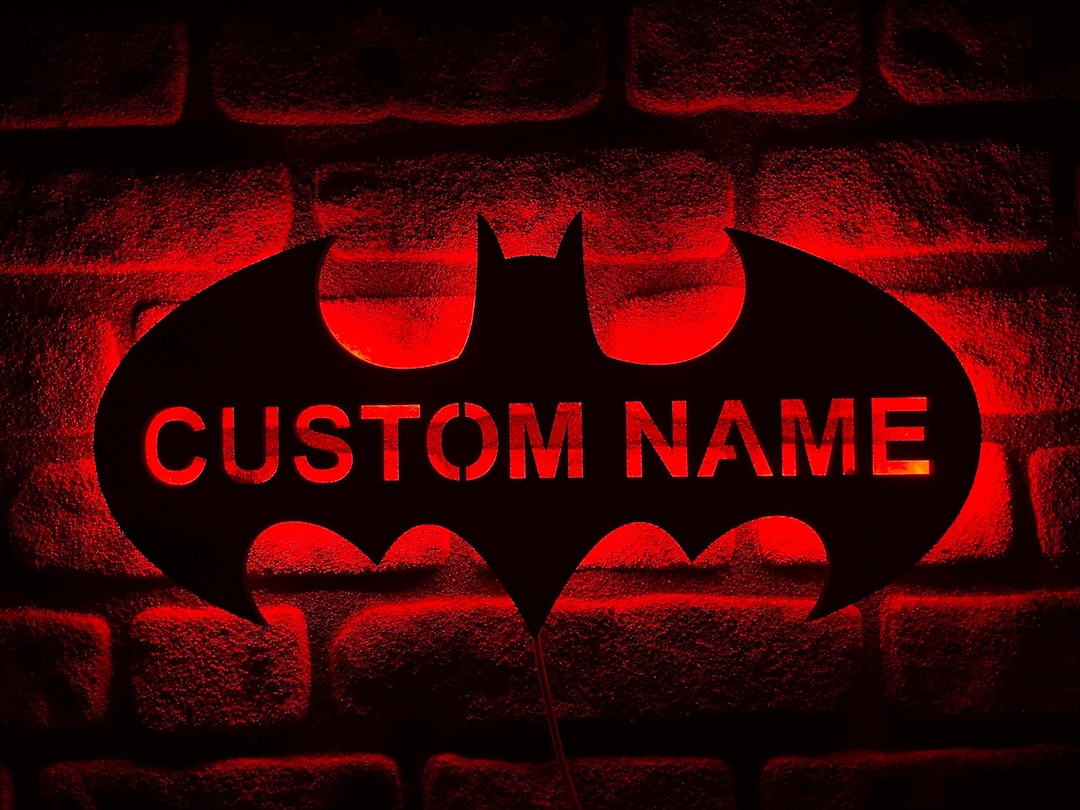 Custom Bat Led Sign Wall Decor, Bat Name Wall Light, Bat Night Light ...