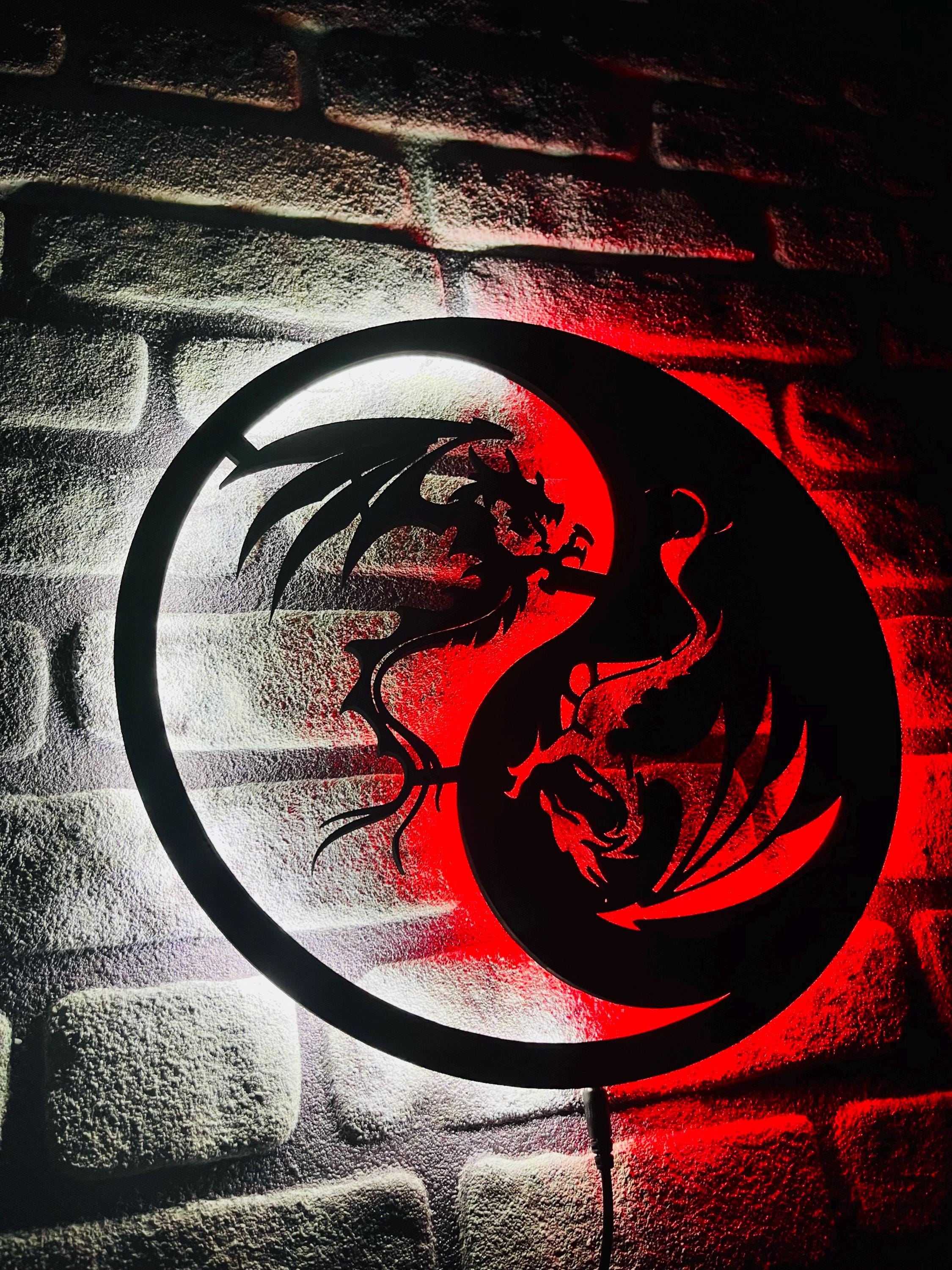 Yin Yang Dragon Led Sign, Neon Sign, Yin Yang Wall Hangings Sign ...
