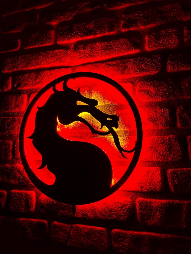 Mortal Combat Dragon Lighted-up Wallart With RGB Color Changing Led ...