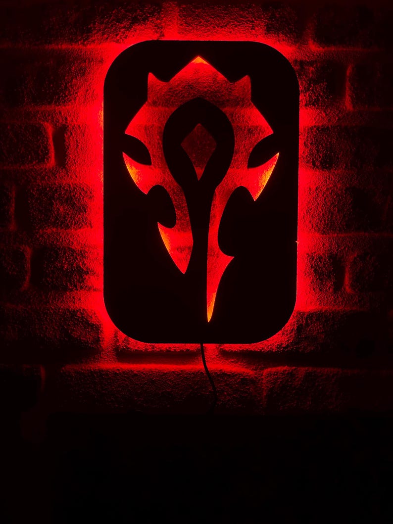 Horde Logo LED Wall Sign: World of Warcraft Gamer Decor - Etsy