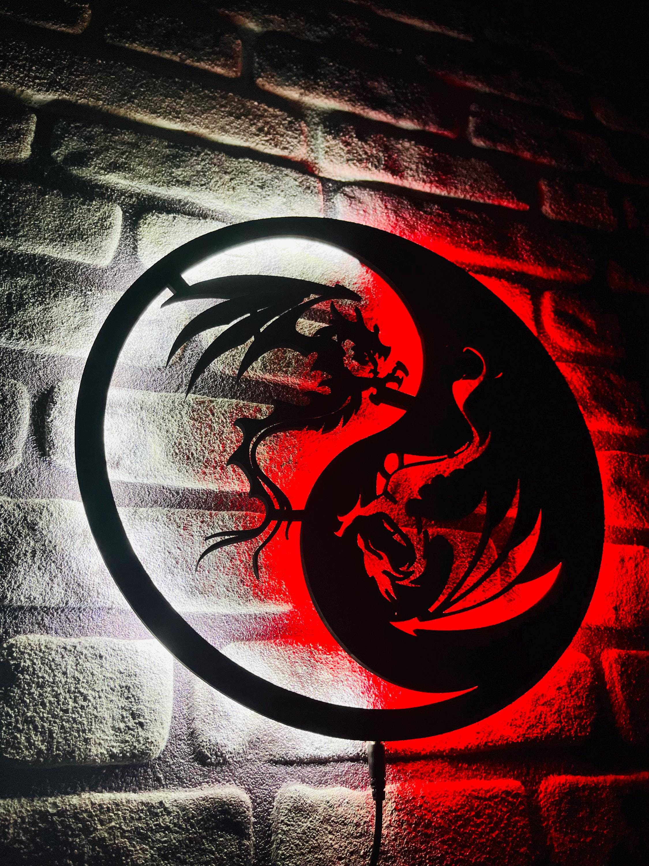 Yin Yang Dragon Led Sign, Neon Sign, Yin Yang Wall Hangings Sign ...