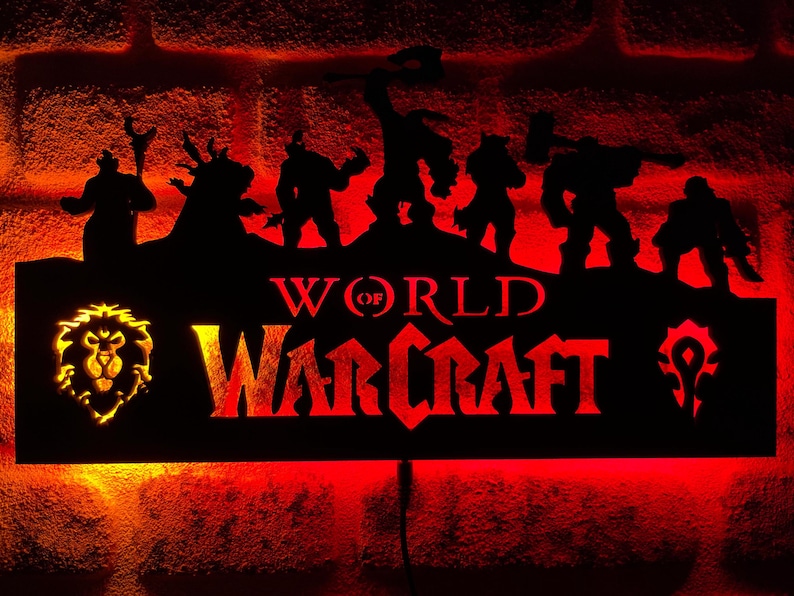 World of Warcraft Wood Wall Decor, World of Warcraft RGB Room Decor ...