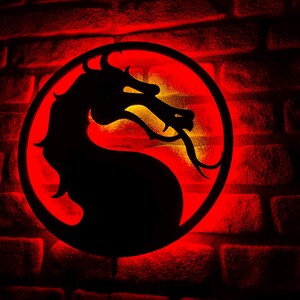 Mortal Combat Dragon Lighted-up Wallart With RGB Color Changing Led ...