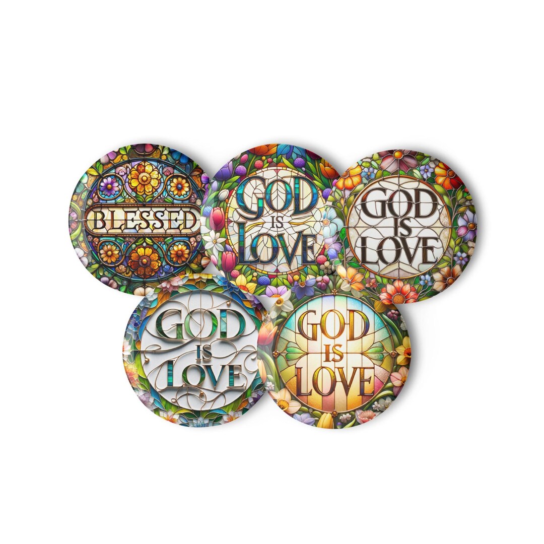 God is Love Stained Glass Buttons Set of 5 - Etsy