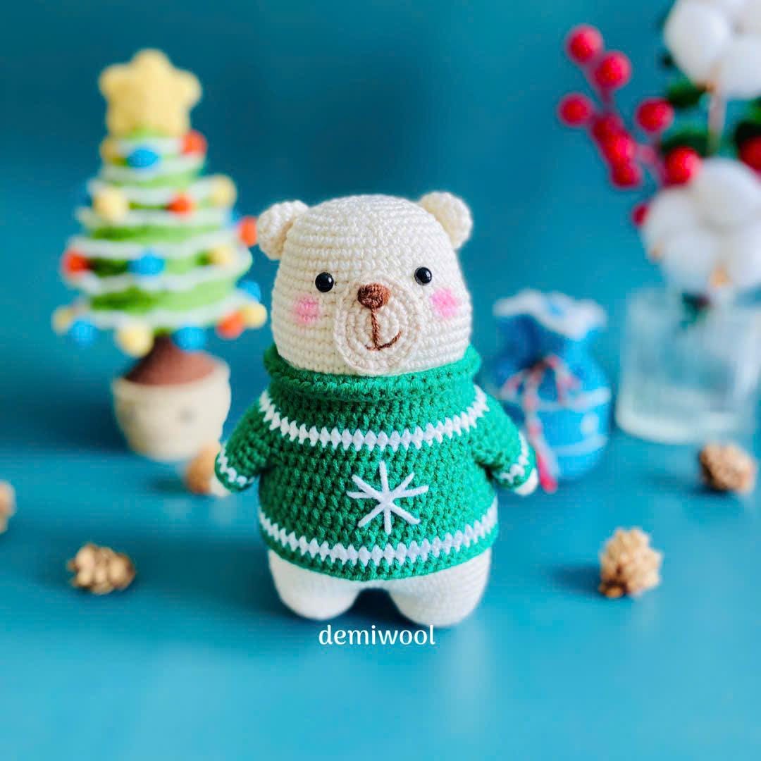 Crochet Pattern - Christmas Bear - PDF Pattern by Demiwool (crochet ...
