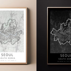 Seoul, South Korea Digital Print Map LIGHT & DARK Theme - Etsy