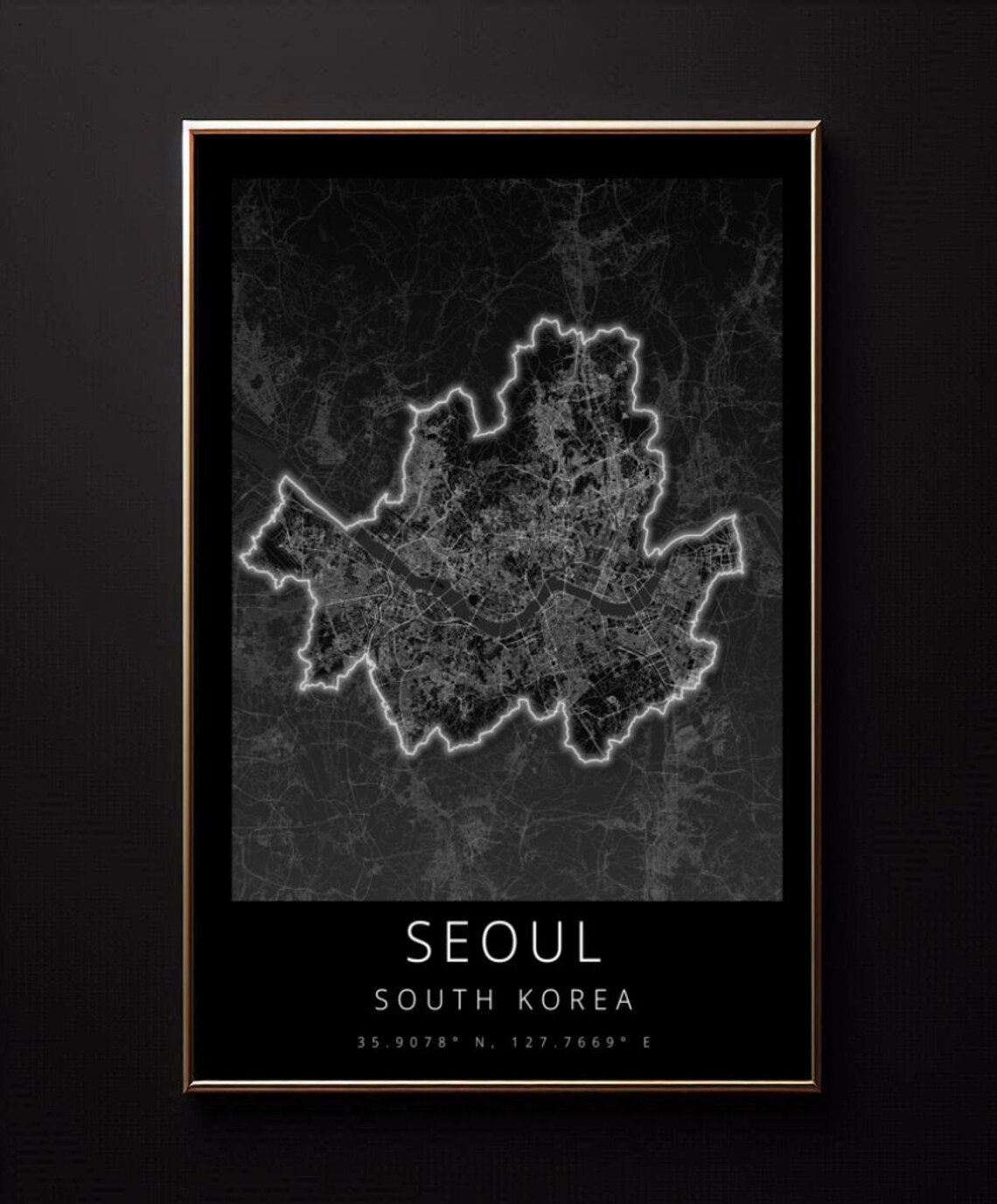 Seoul, South Korea Digital Print Map LIGHT & DARK Theme - Etsy