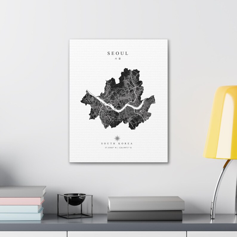 Minimalist Seoul Map, Map of Seoul, Seoul City Map, Simple Seoul Map ...