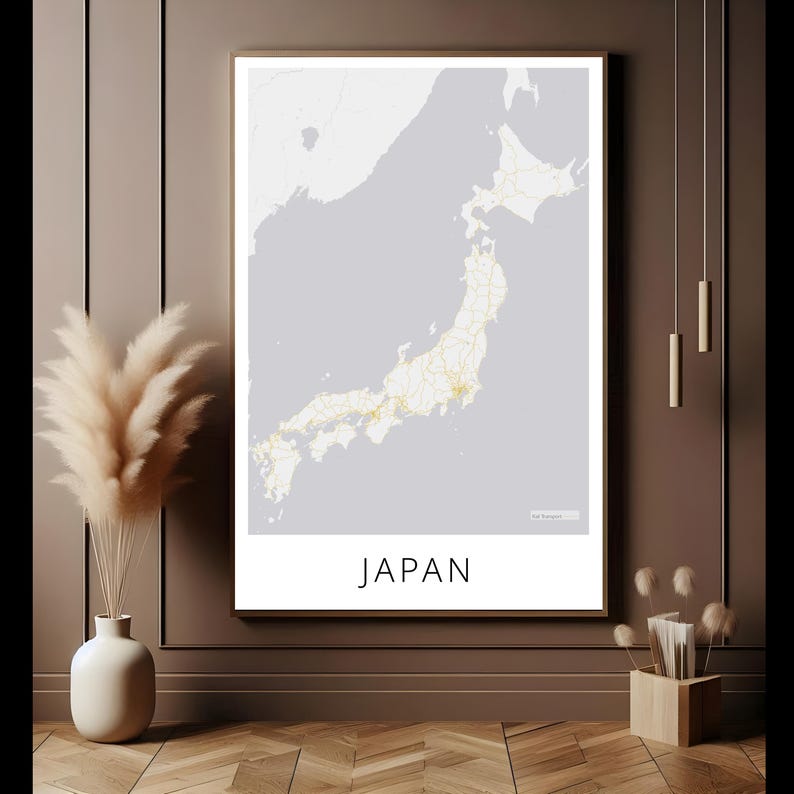 Light Railway Map of Japan, Japan Map, Digital Print of Japan, Map of ...
