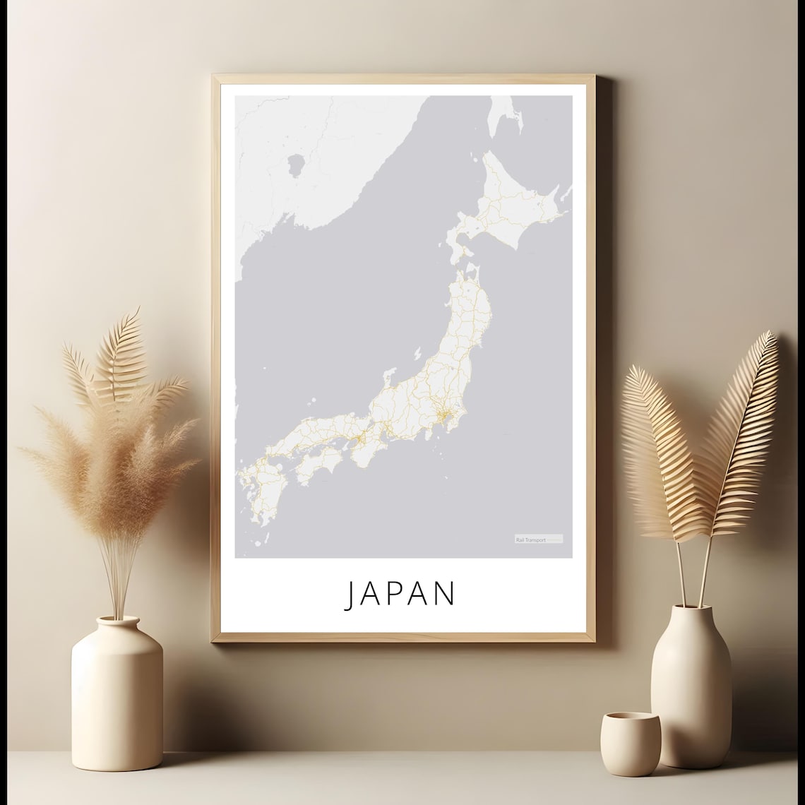 Light Railway Map of Japan, Japan Map, Digital Print of Japan, Map of ...