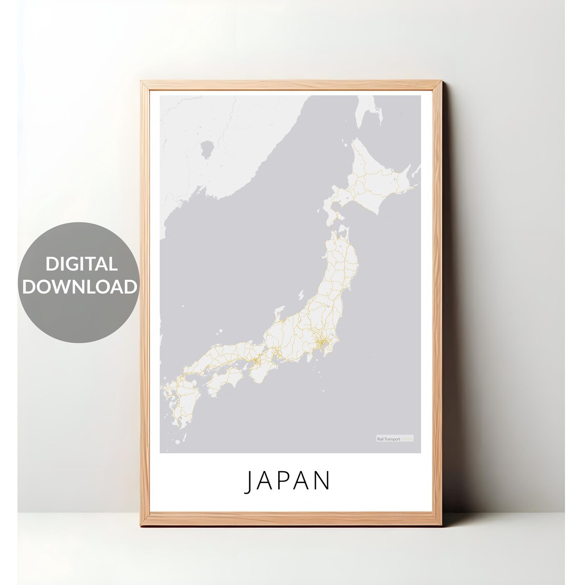 Light Railway Map of Japan, Japan Map, Digital Print of Japan, Map of ...