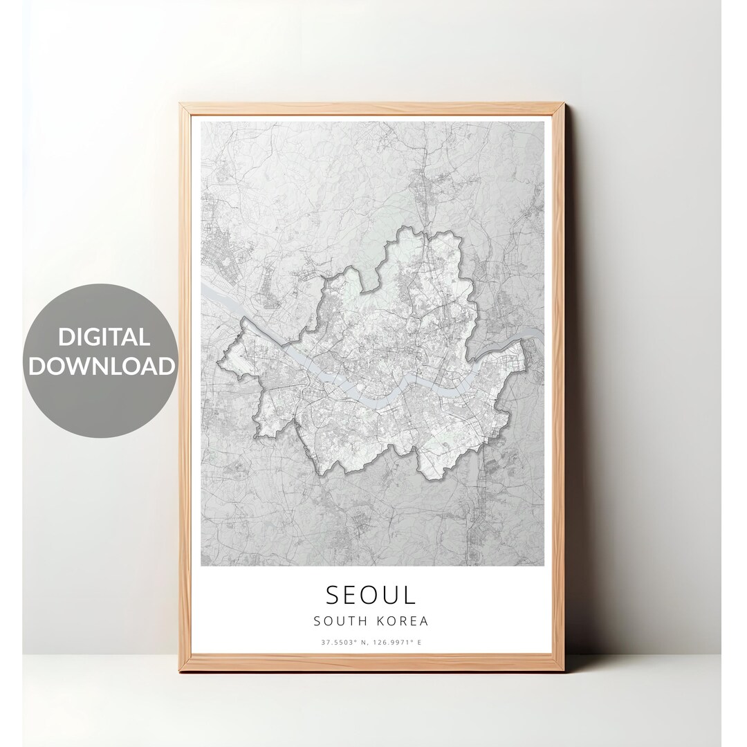 Map of Seoul Digital Print, Poster Print Seoul Map, City Map Seoul City ...