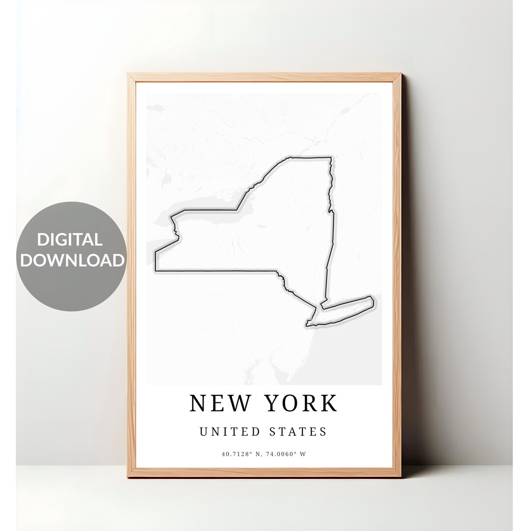 Map of New York, City Map New York, USA Minimal Map, Simple City Maps ...