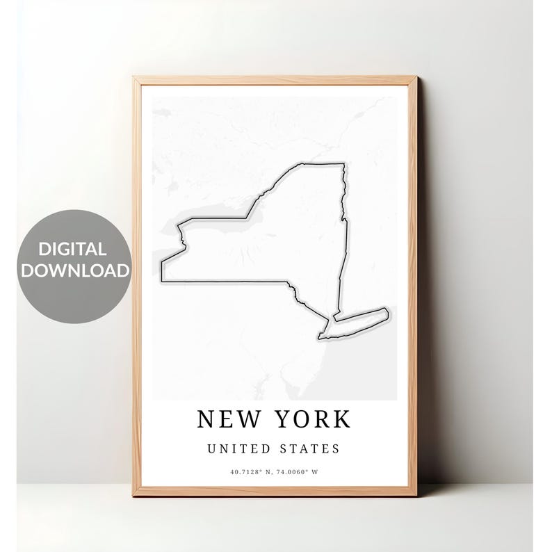 Map of New York, City Map New York, USA Minimal Map, Simple City Maps ...