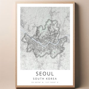 Seoul, South Korea Digital Print Map LIGHT & DARK Theme - Etsy