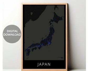 Light Railway Map of Japan, Japan Map, Digital Print of Japan, Map of ...