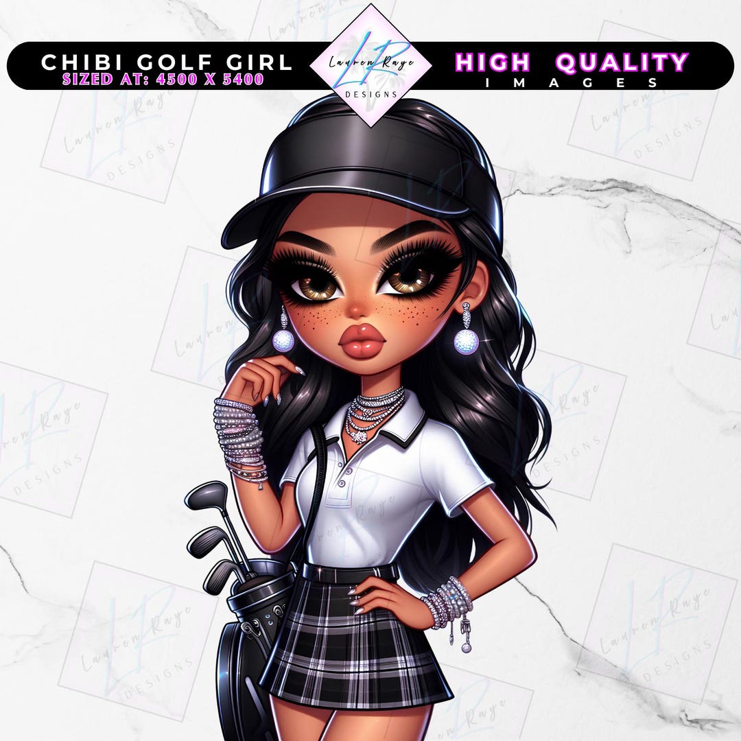 Chibi Brunette Golf Girl PNG, Golfer Clipart (digital Download - Etsy