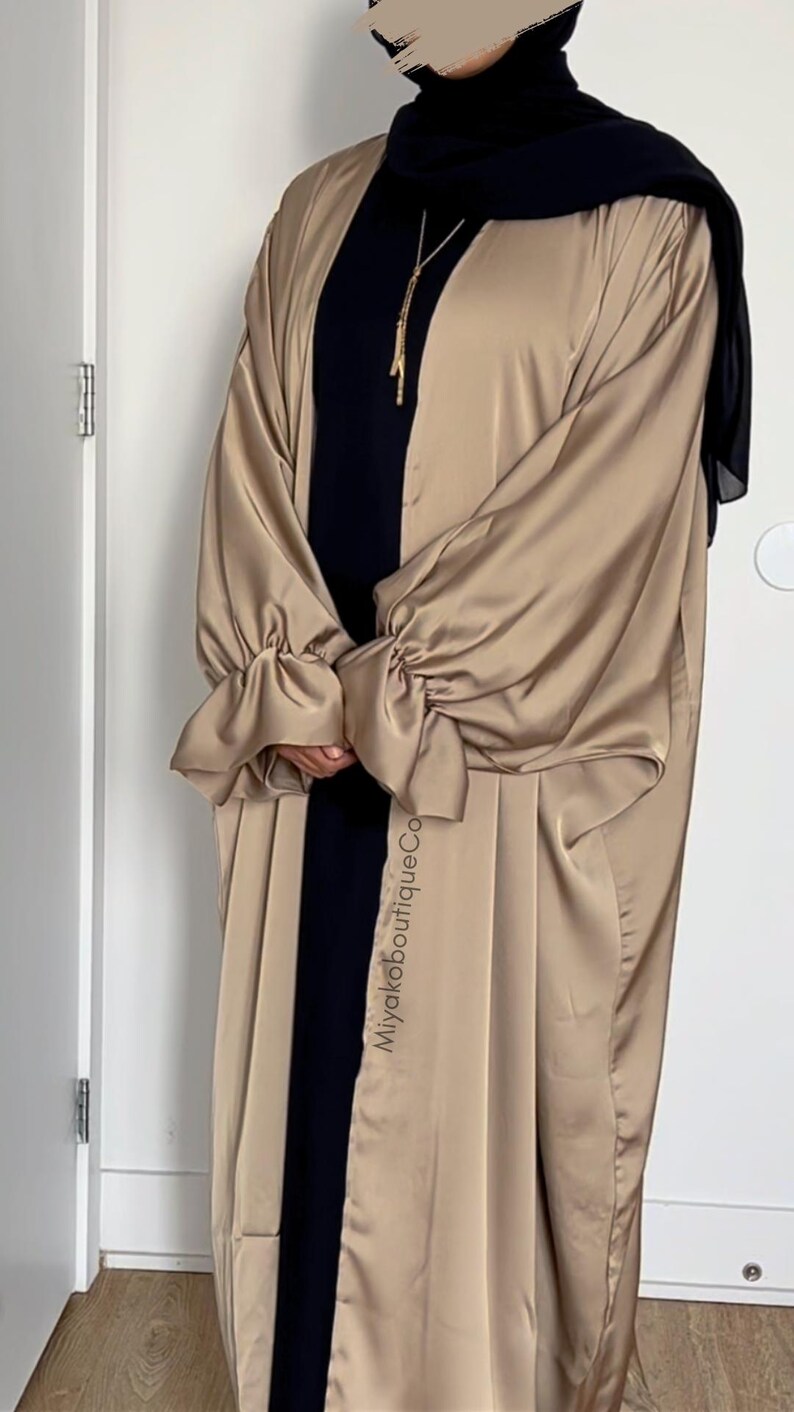 Elegant Satin Kimono Abaya, Elegant Kimono, Elegant Dress, Oversized ...