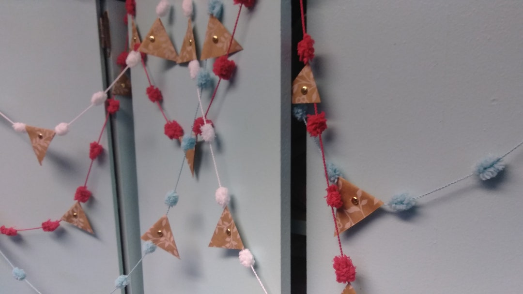POMPOM PENNANT GARLAND, Christmas Tree Garland,party Garland,craft ...