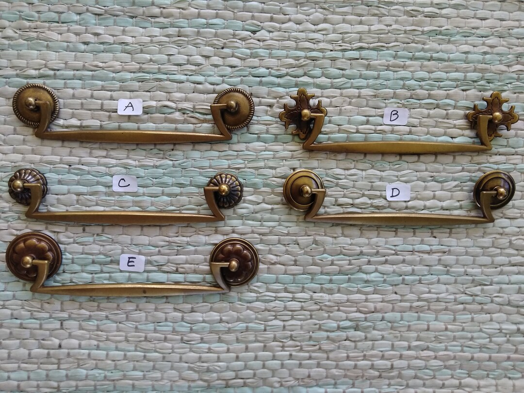 6 KEELER RESERVED for Martha Art Deco Brass Swing Drawer Pull,k10827 ...