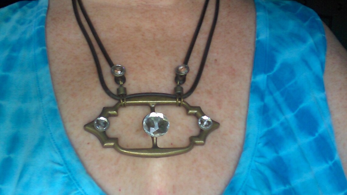 REPURPOSED HARDWARE NECKLACE W/ Rhinestones, 3 Way Avantgarde Necklace ...