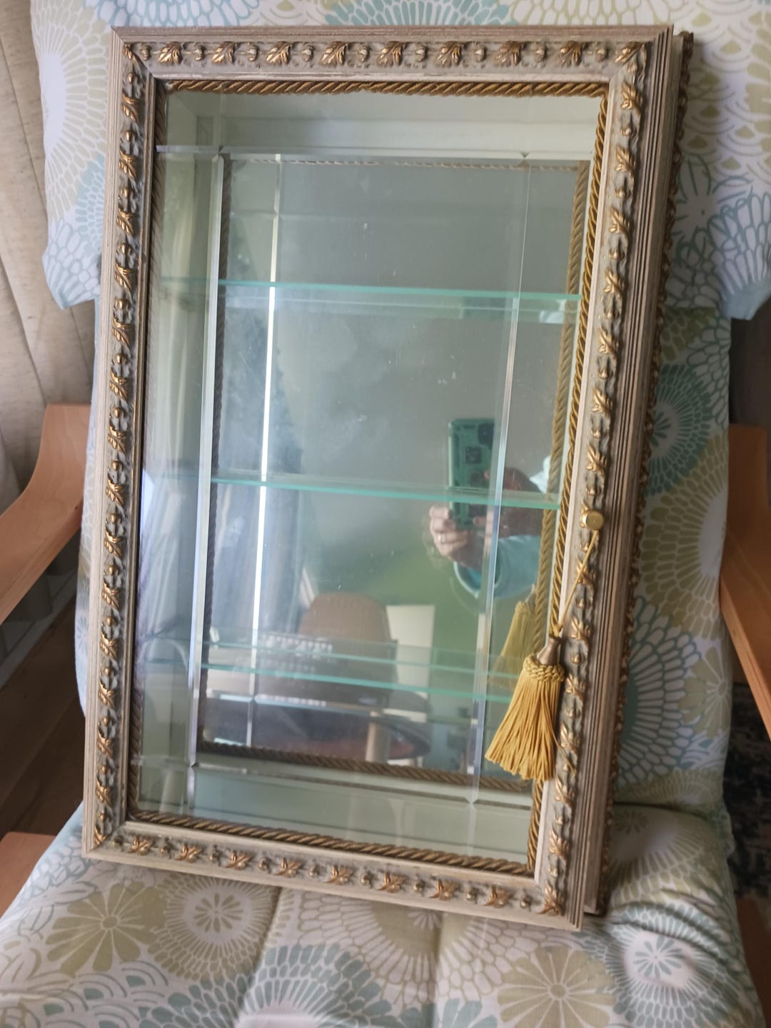 HORCHOW MIRRORED CURIO Wall Cabinet,italian Gilt Wood Beveled Glass ...