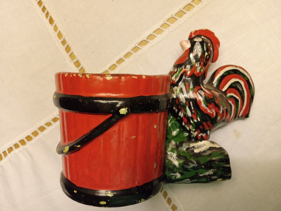 RUSTIC ROOSTER POT Antique Ceramic Rooster Pot,small Rooster Planter ...