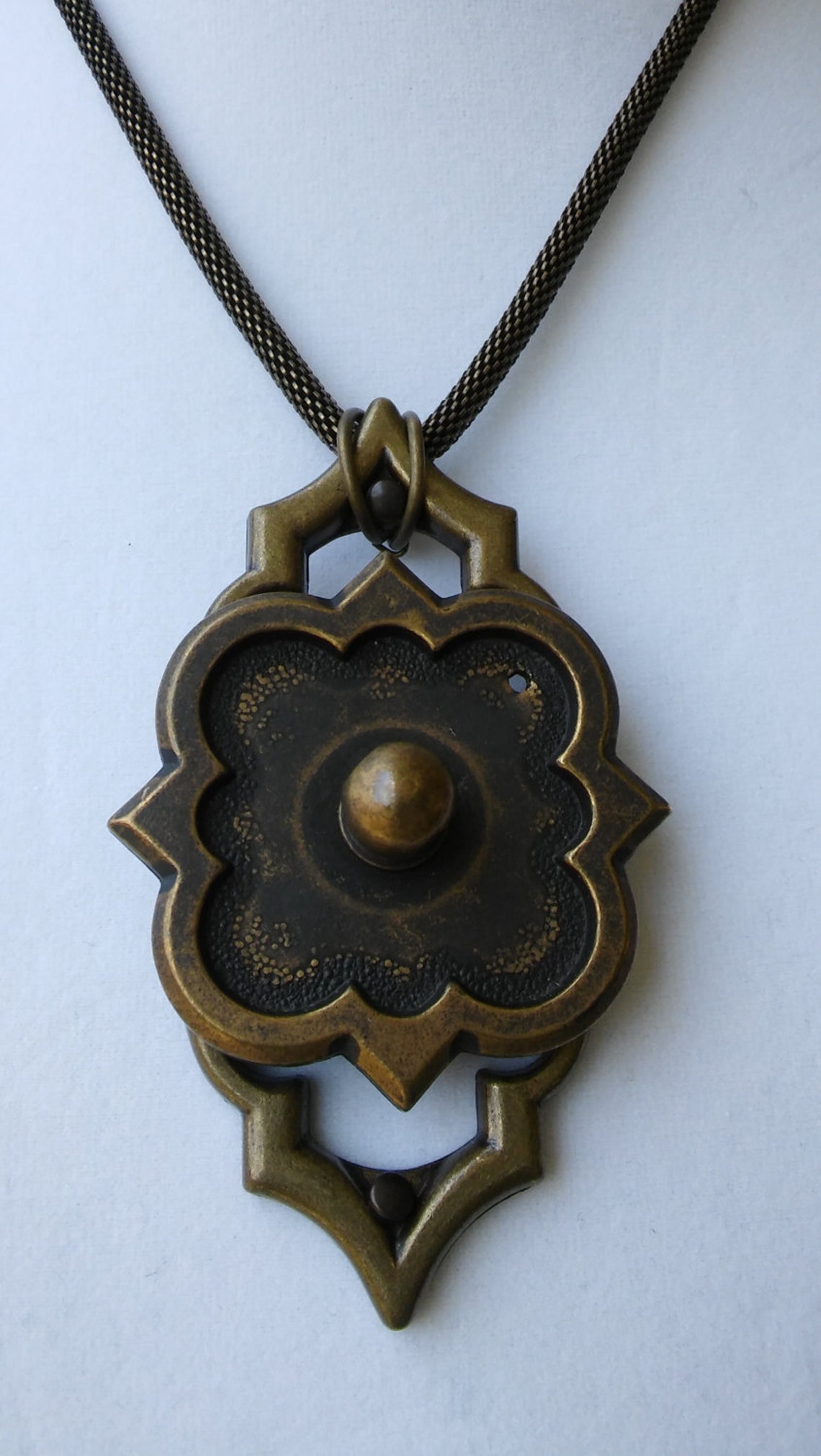REPURPOSED HARDWARE NECKLACE W Large Washer Rolled Snake Chain ...