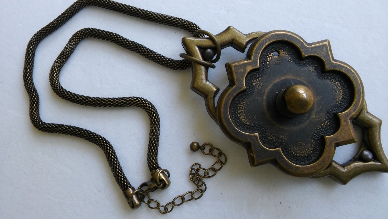 REPURPOSED HARDWARE NECKLACE W Large Washer Rolled Snake Chain ...