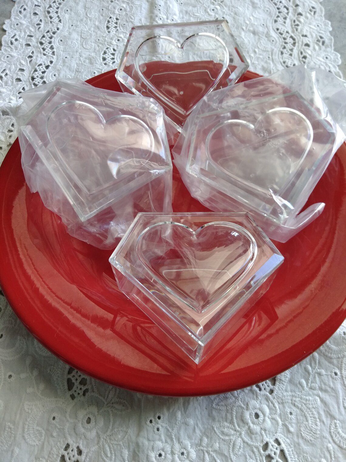 Sm ACRYLIC HEART GIFT Box, N O S Vintage Valentine Box,buy 3/free ...