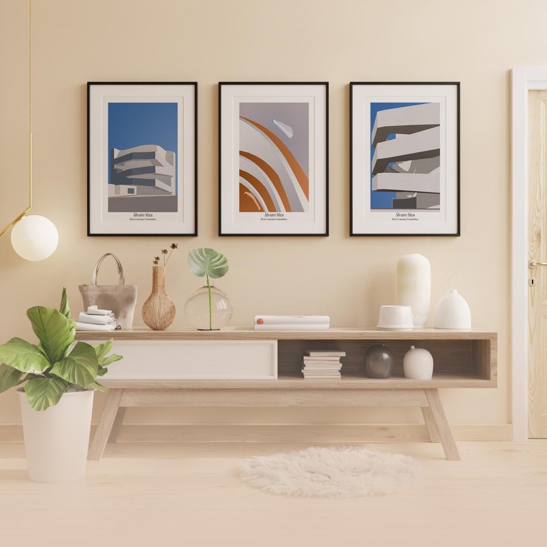 Triptych Minimalist Architecture Posters | Vintage | Minimalist Art ...