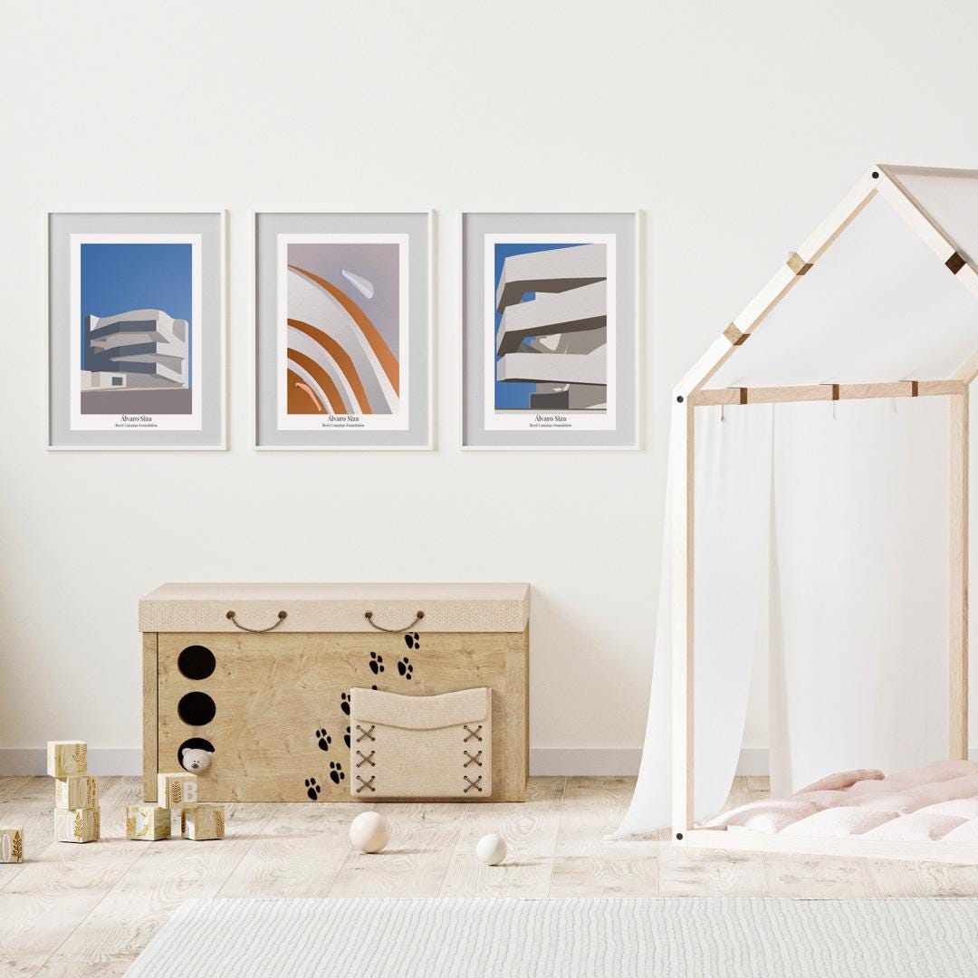 Triptych Minimalist Architecture Posters Vintage Minimalist Art Wall ...