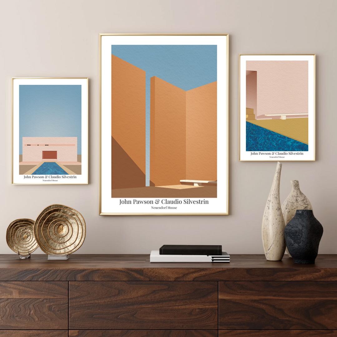 Triptych Minimalist Architecture Posters | Vintage | Minimalist Art ...