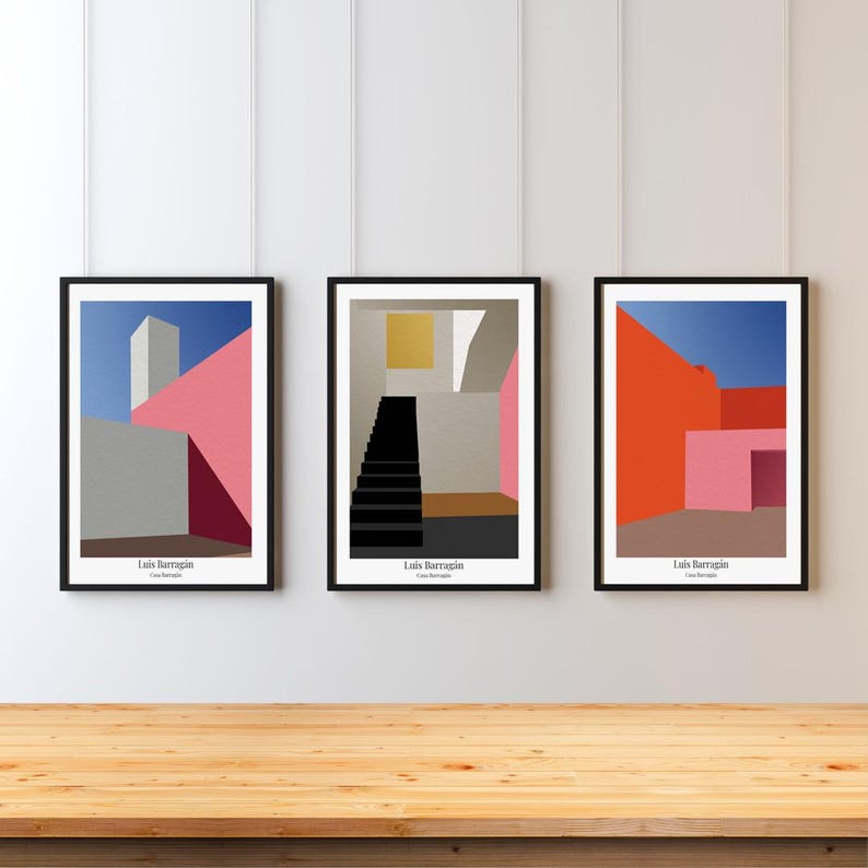 Triptych Minimalist Architecture Posters | Vintage | Minimalist Art ...