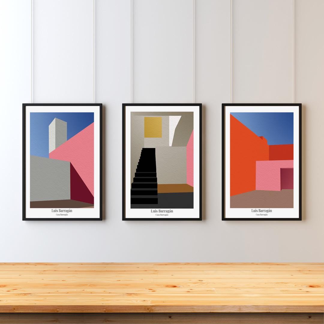 Triptych Minimalist Architecture Posters | Vintage | Minimalist Art ...