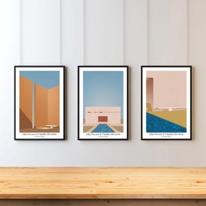 Triptych Minimalist Architecture Posters | Vintage | Minimalist Art | Wall Decor | Retro | John ...