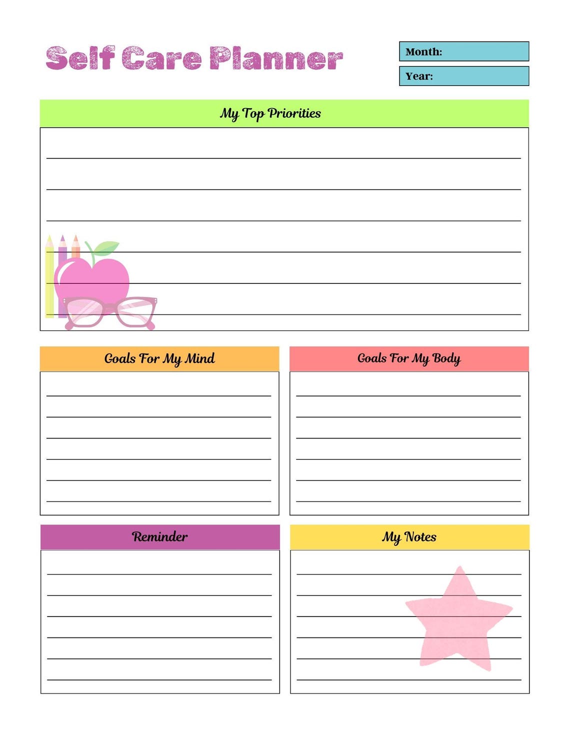 Back to School Self Care Planner - Etsy