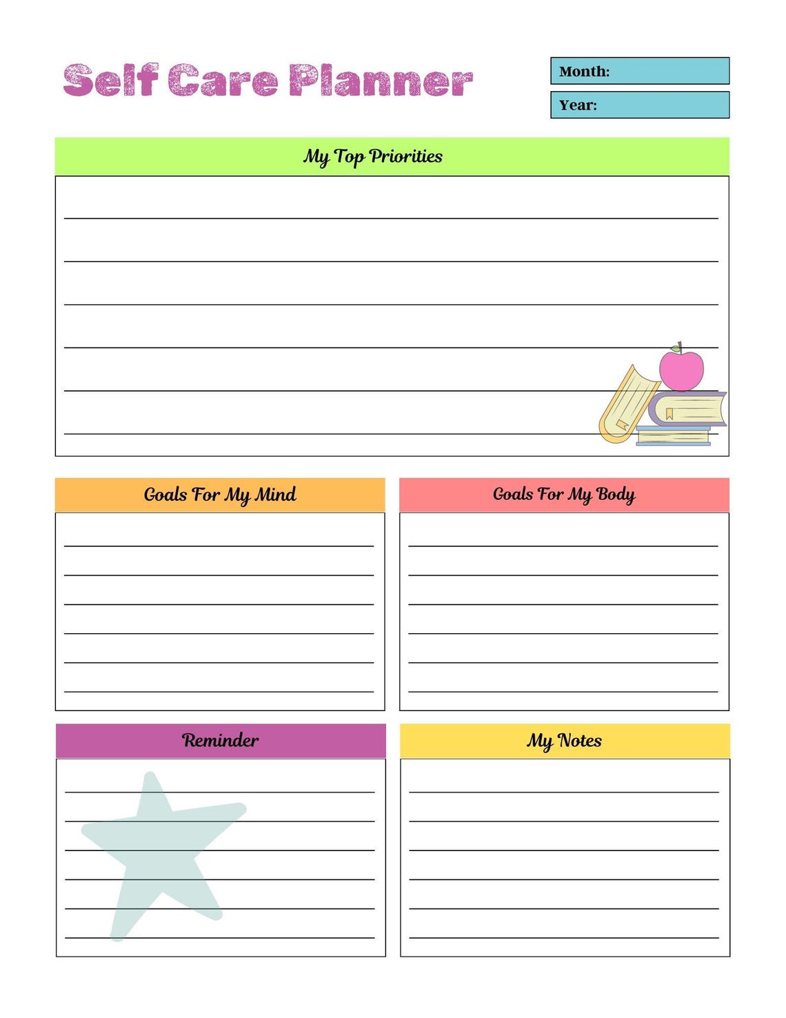 Back to School Self Care Planner - Etsy