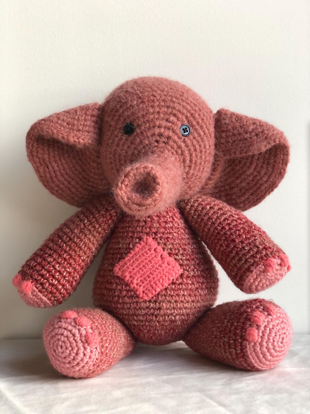 Pink Patchwork Elephant Plushie - Etsy