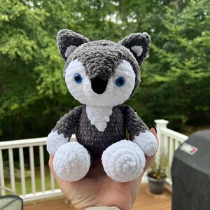 Grey Wolf Plush Toy, Crochet Wolf Plush, Amigurumi Wolf, Stuffed Wolf ...